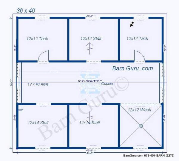 4 Stall Horse Barn Plan