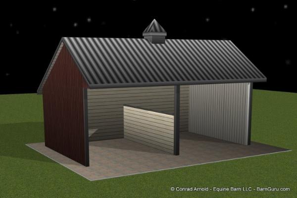 Small Run - In Shed For Horses 14 x 24 With Shed Row Style Roof